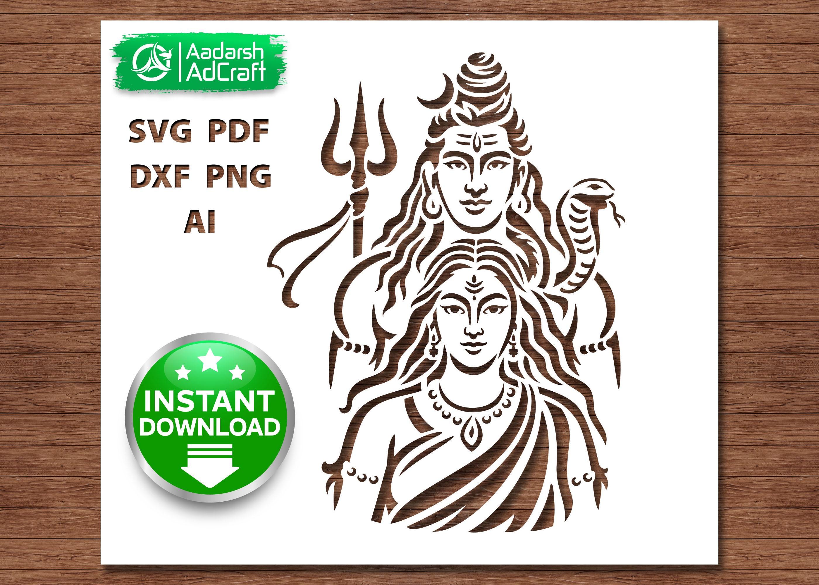 Divine Shiv Shakti Stencil | Hindu God SVG Template, Shiva Parvati ...