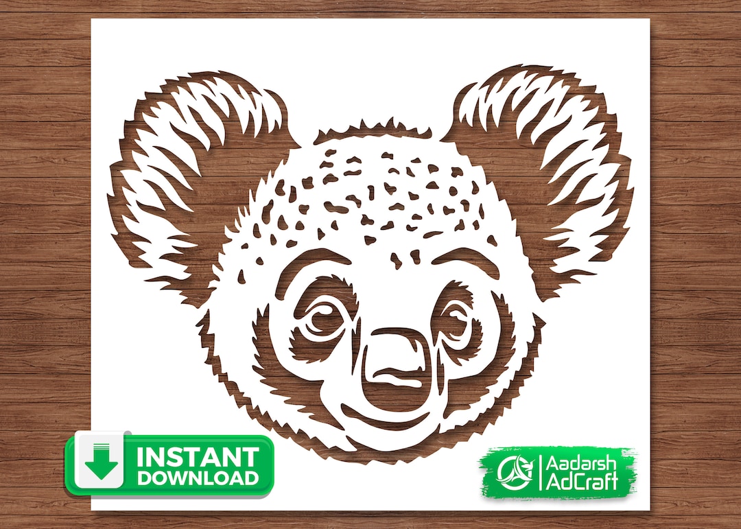 Cute Koala Bear Face Stencil Art Koala Art SVG Dxf - Etsy