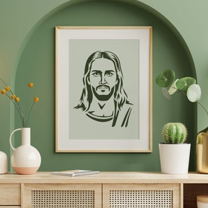 Jesus Almighty Face Stencil Art, Vector SVG, Dxf, Stencil Print, God ...