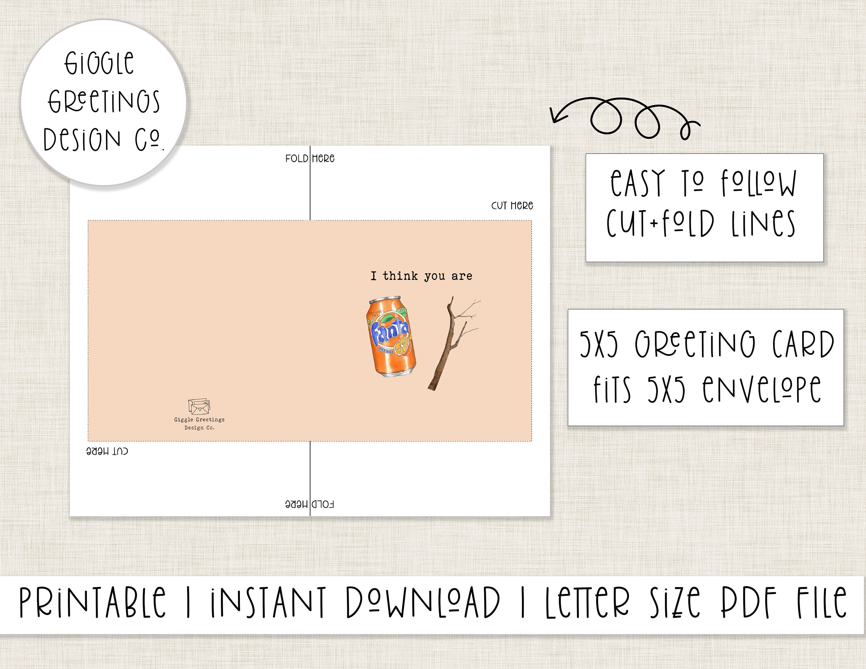 Printable Card | I Think You Are Fanta-stick | Funny Card | Printable ...