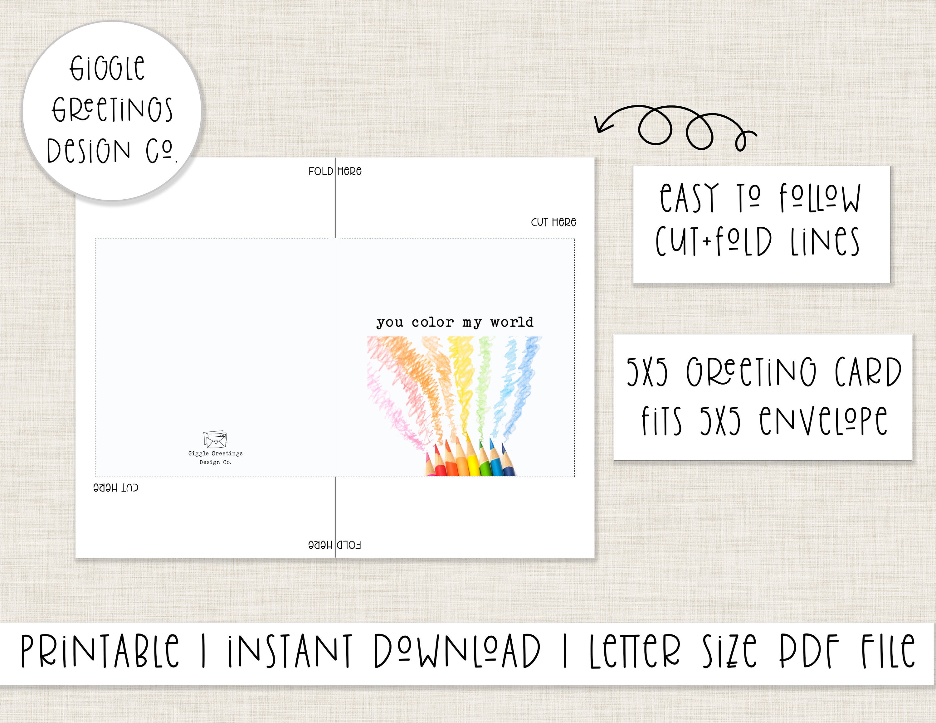 Printable Card | You Color My World | Printable Valentine's Day Card ...
