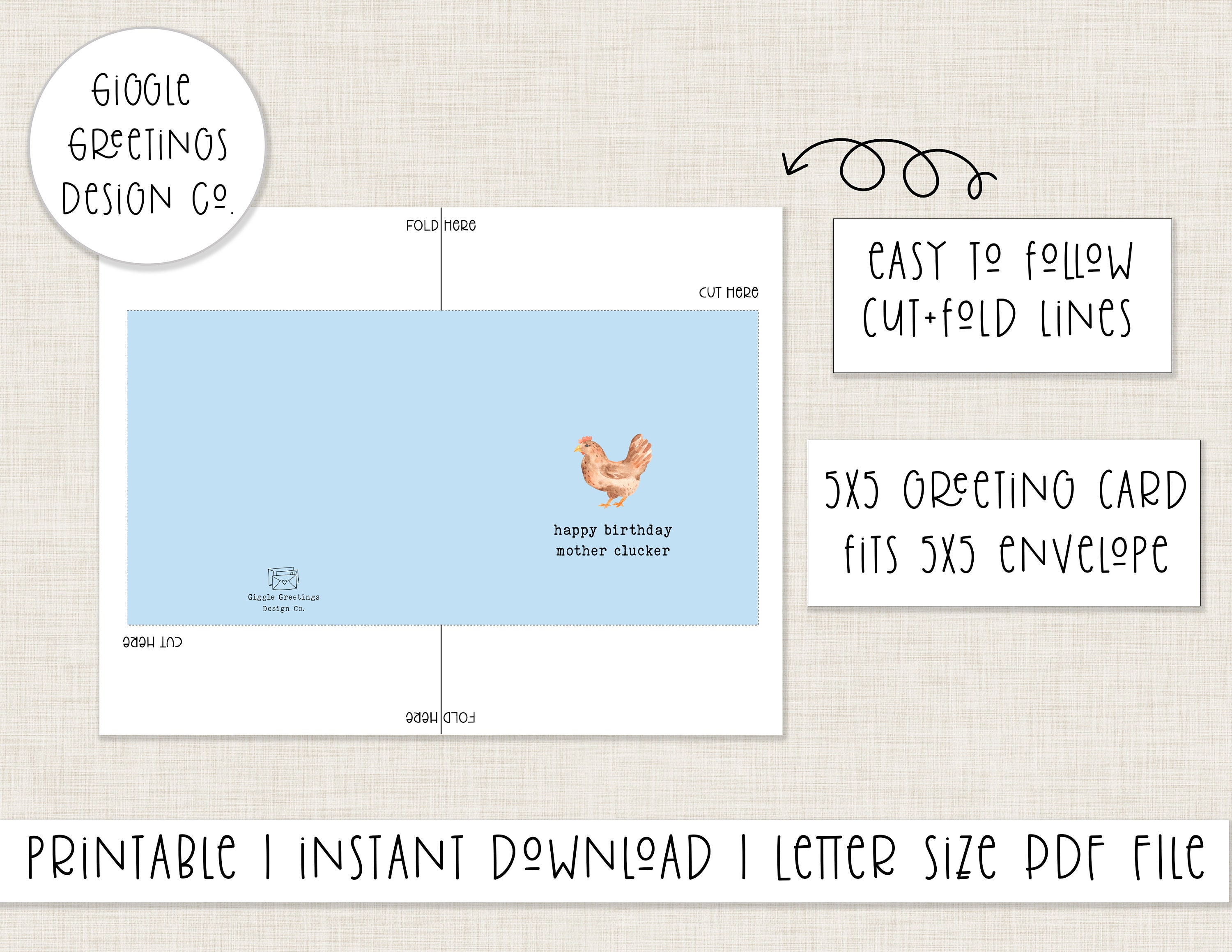 Printable Card | Happy Birthday Mother Clucker | Funny Birthday ...