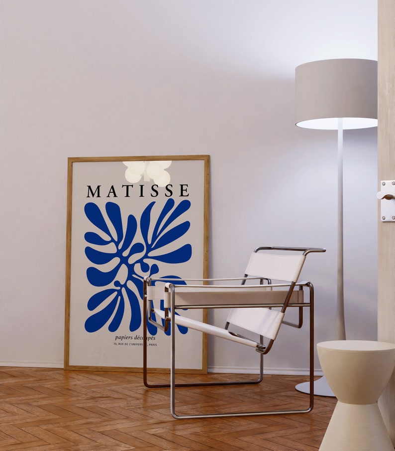 Matisse Palm Leaf Art Print Blue Matisse Vintage Poster, Abstract Leaf ...