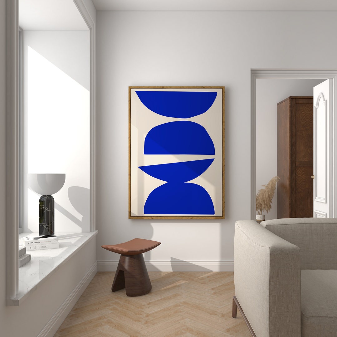 Abstract Blue Art Print, Bold Blue Abstract Wall Art, Modern Art ...