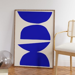 Abstract Blue Art Print, Bold Blue Abstract Wall Art, Modern Art ...