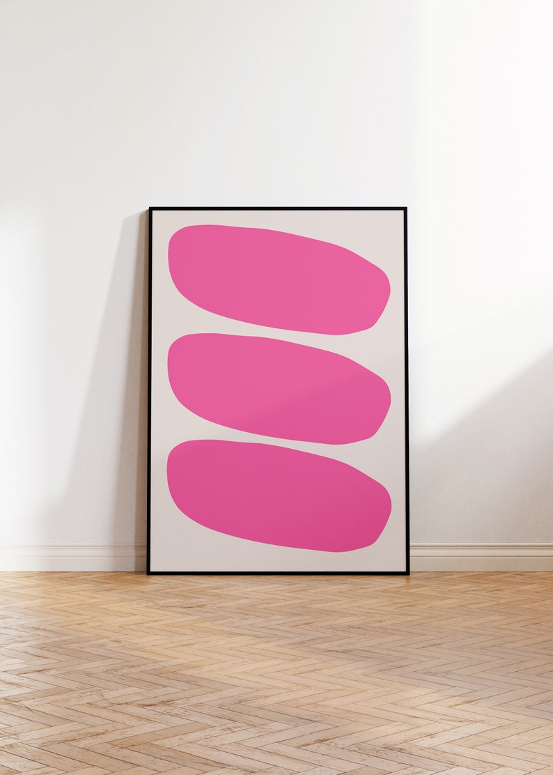 Abstract Pink Pebbles Art Print, Abstract Pink Contemporary Modern Art ...