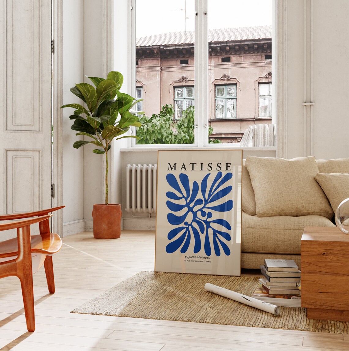 Matisse Palm Leaf Art Print Blue Matisse Vintage Poster, Abstract Leaf ...