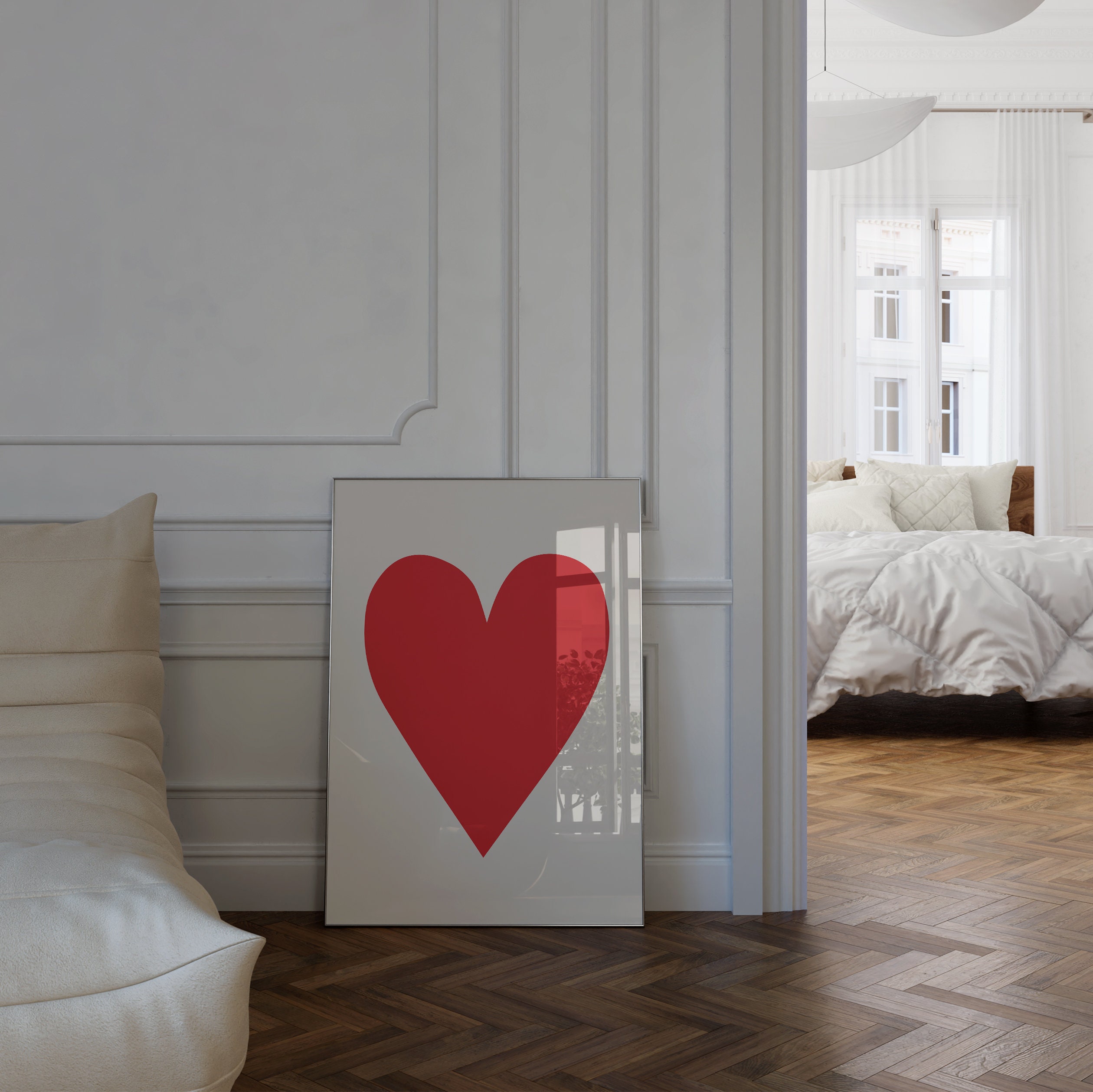 Red Love Heart Poster, Bold Red Art Print, Bold Modern Wall Art, Cute ...