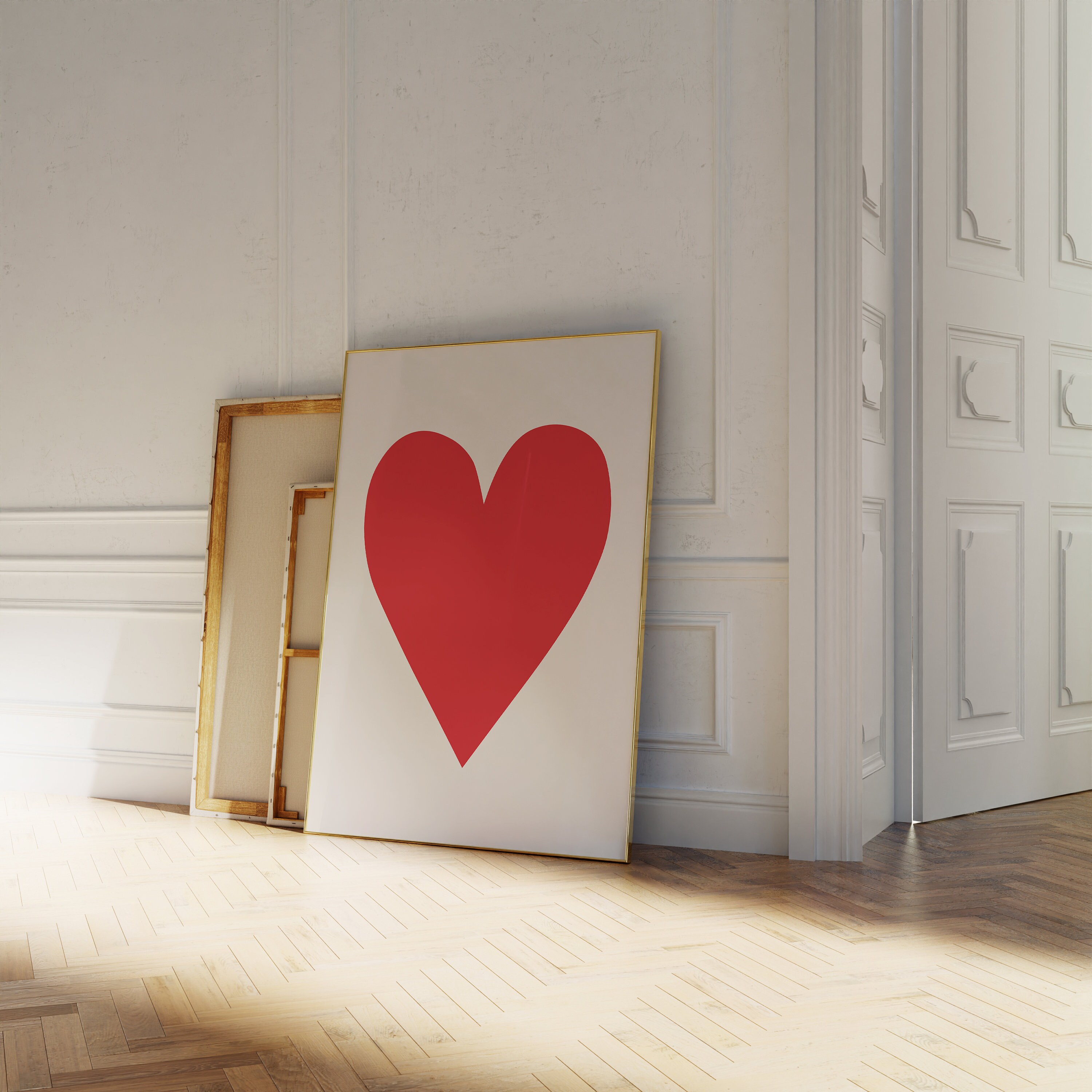 Red Love Heart Poster, Bold Red Art Print, Bold Modern Wall Art, Cute ...