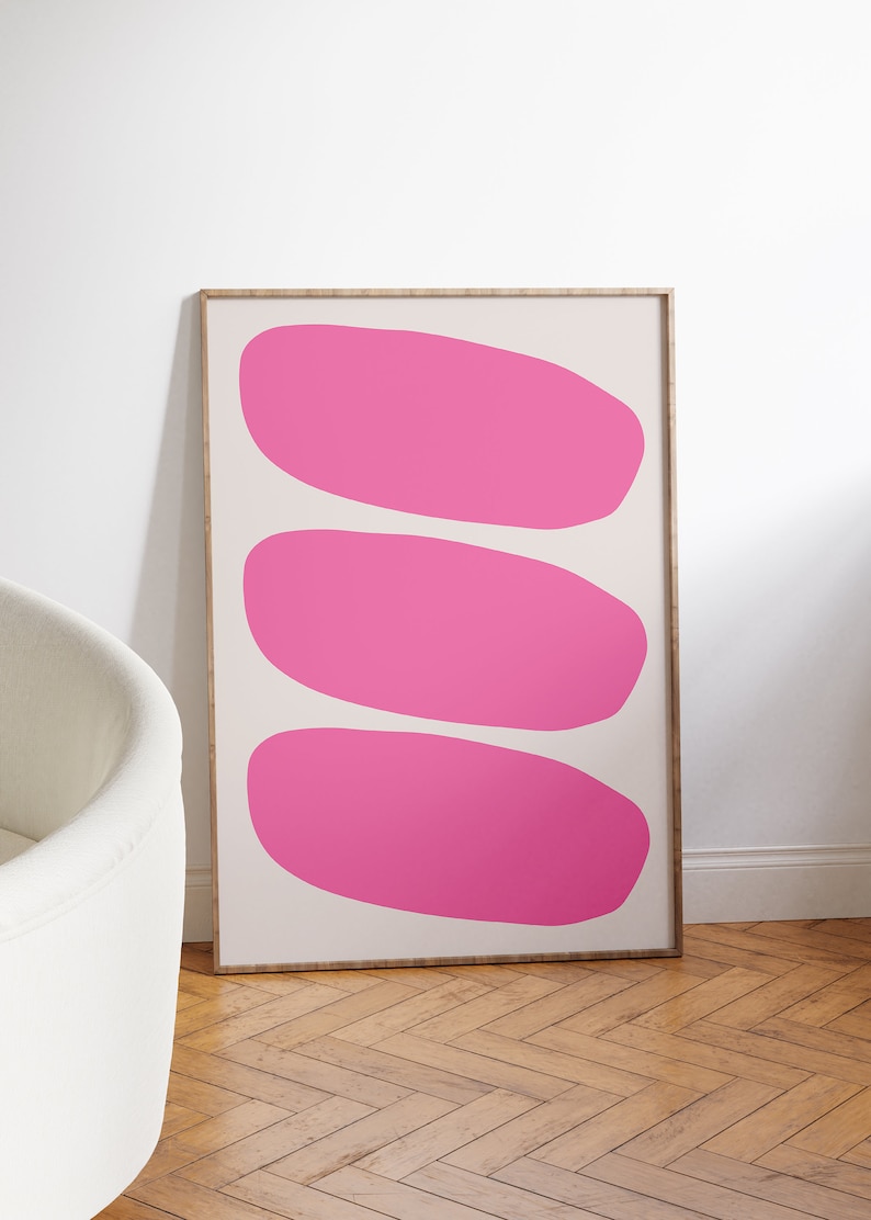Abstract Pink Pebbles Art Print, Abstract Pink Contemporary Modern Art ...