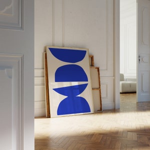 Abstract Blue Art Print, Bold Blue Abstract Wall Art, Modern Art ...