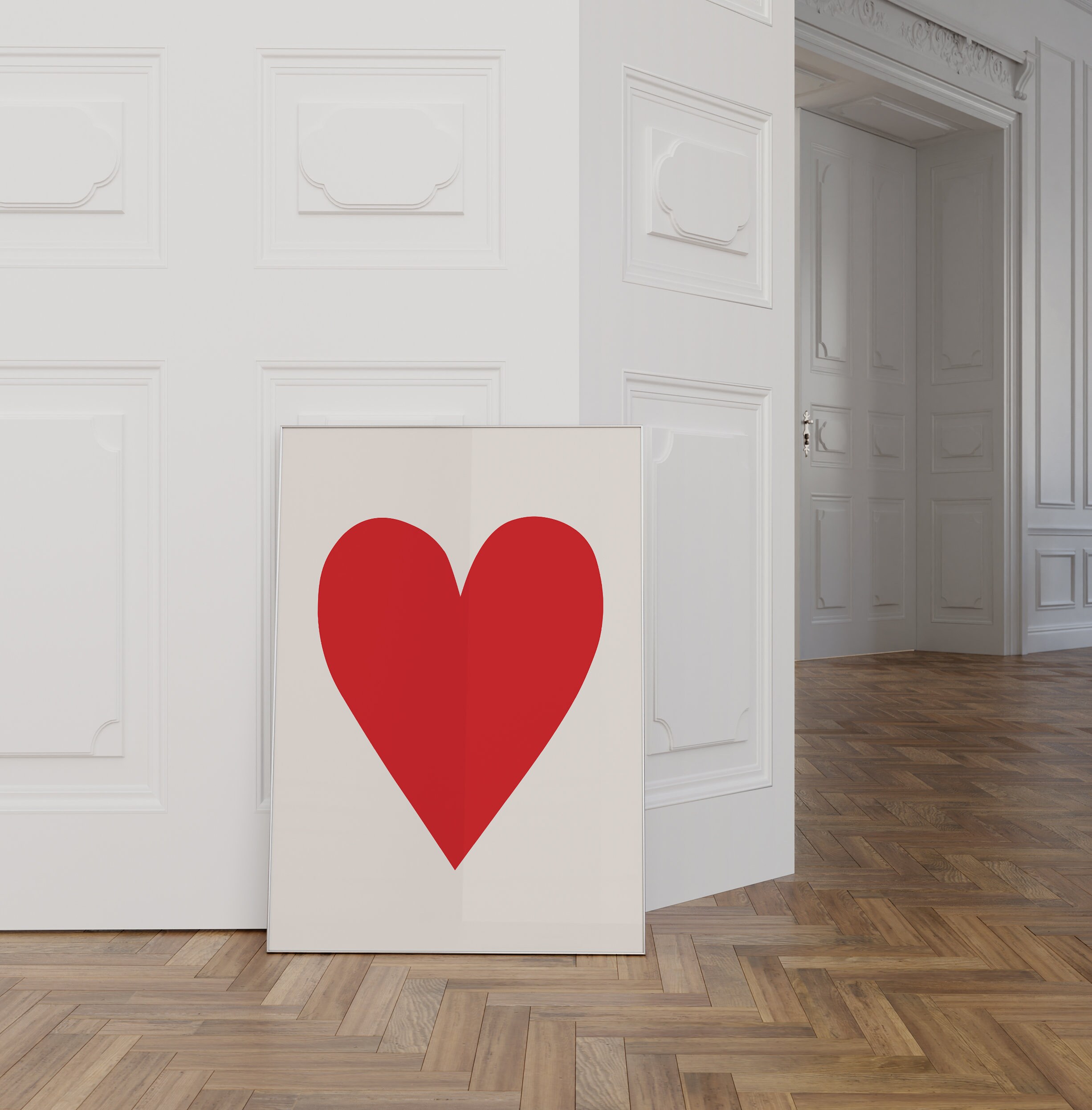 Red Love Heart Poster, Bold Red Art Print, Bold Modern Wall Art, Cute ...