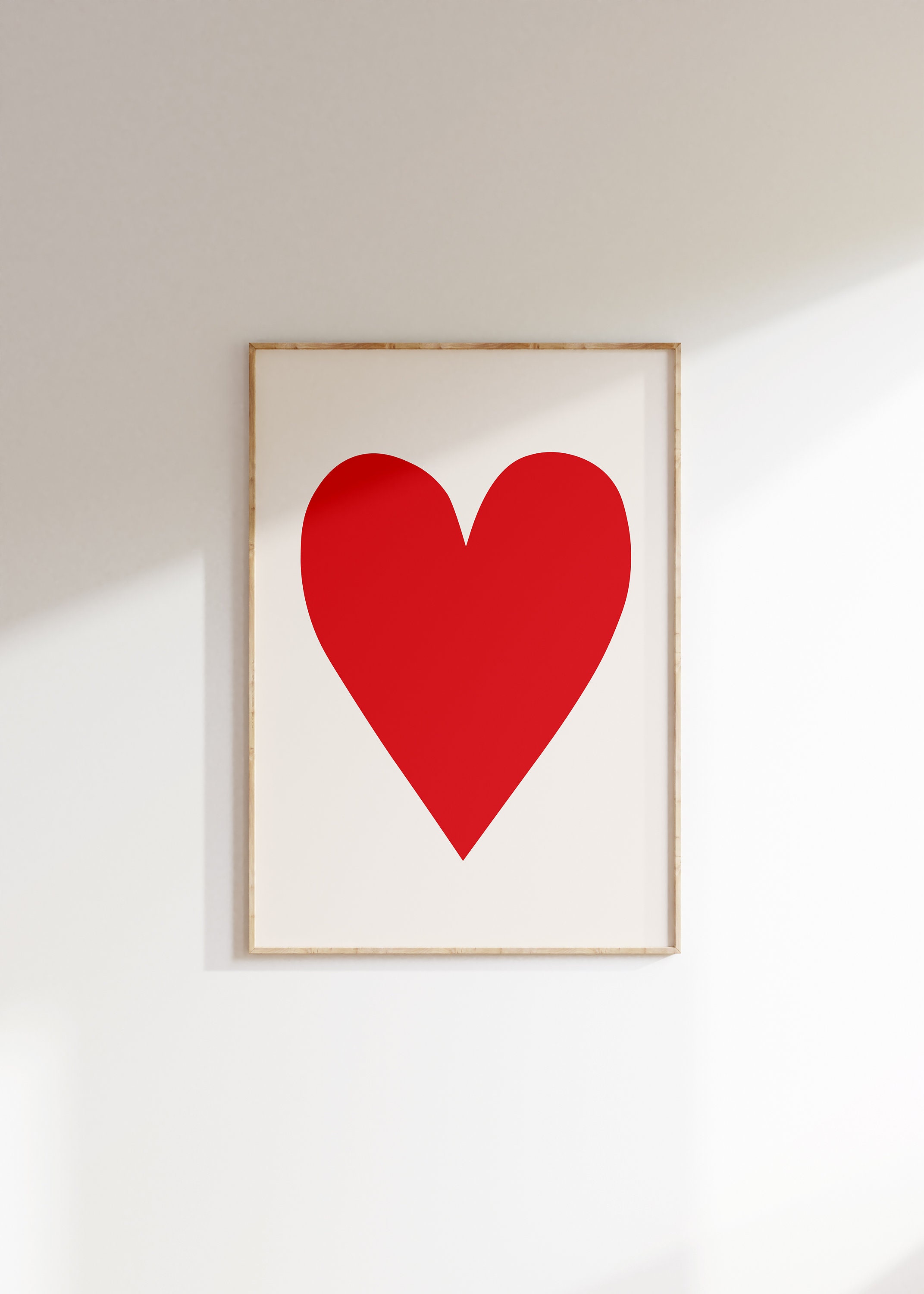 Red Love Heart Poster, Bold Red Art Print, Bold Modern Wall Art, Cute ...