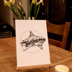 Handmade Detailed Pointillism Shark Unframed Art Print - Etsy