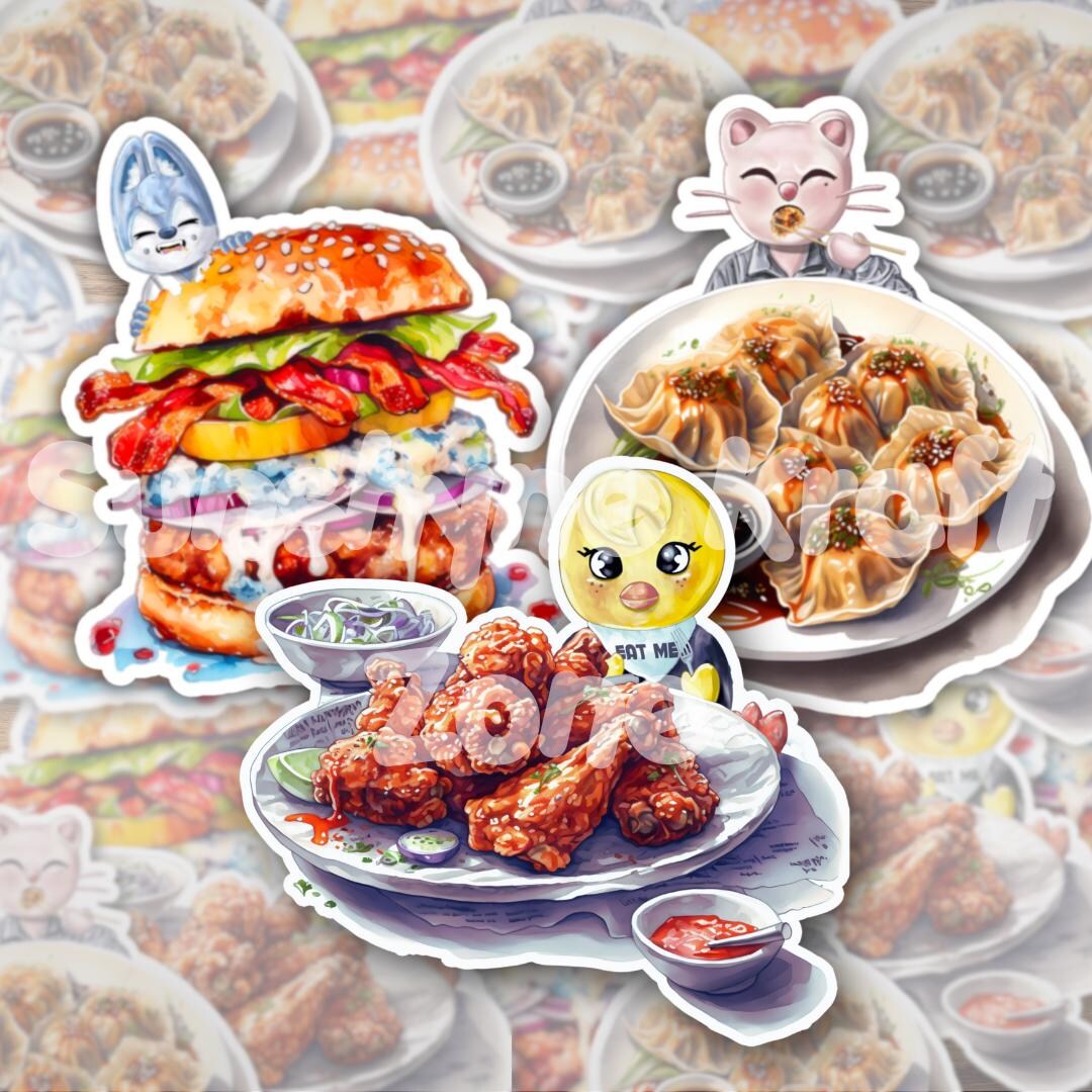 SKZOO Cafeteria Stickers (wolf Chan Pineapple Burga, Jiniret Dumpling ...