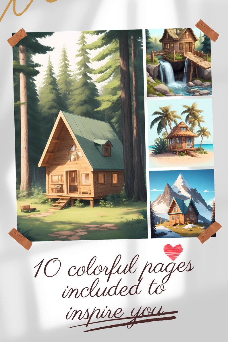 20 Tiny Houses Coloring Book | Printable Adult Kid Pages| Stress Relief ...