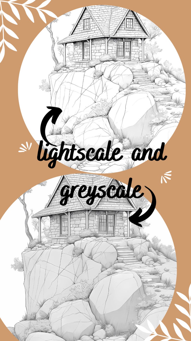 20 Tiny Houses Coloring Book | Printable Adult Kid Pages| Stress Relief ...