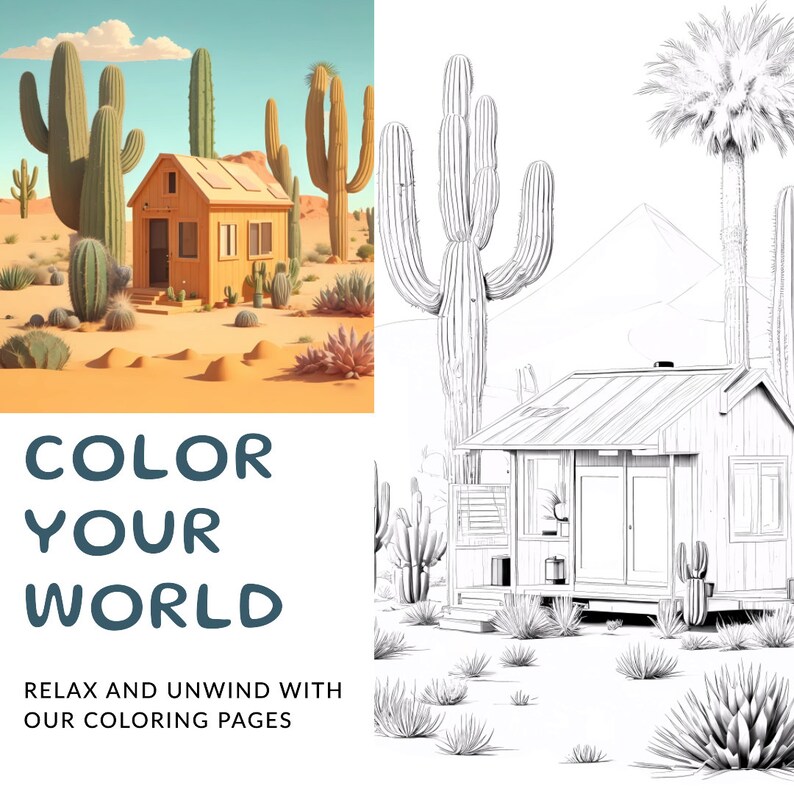 20 Tiny Houses Coloring Book | Printable Adult Kid Pages| Stress Relief ...
