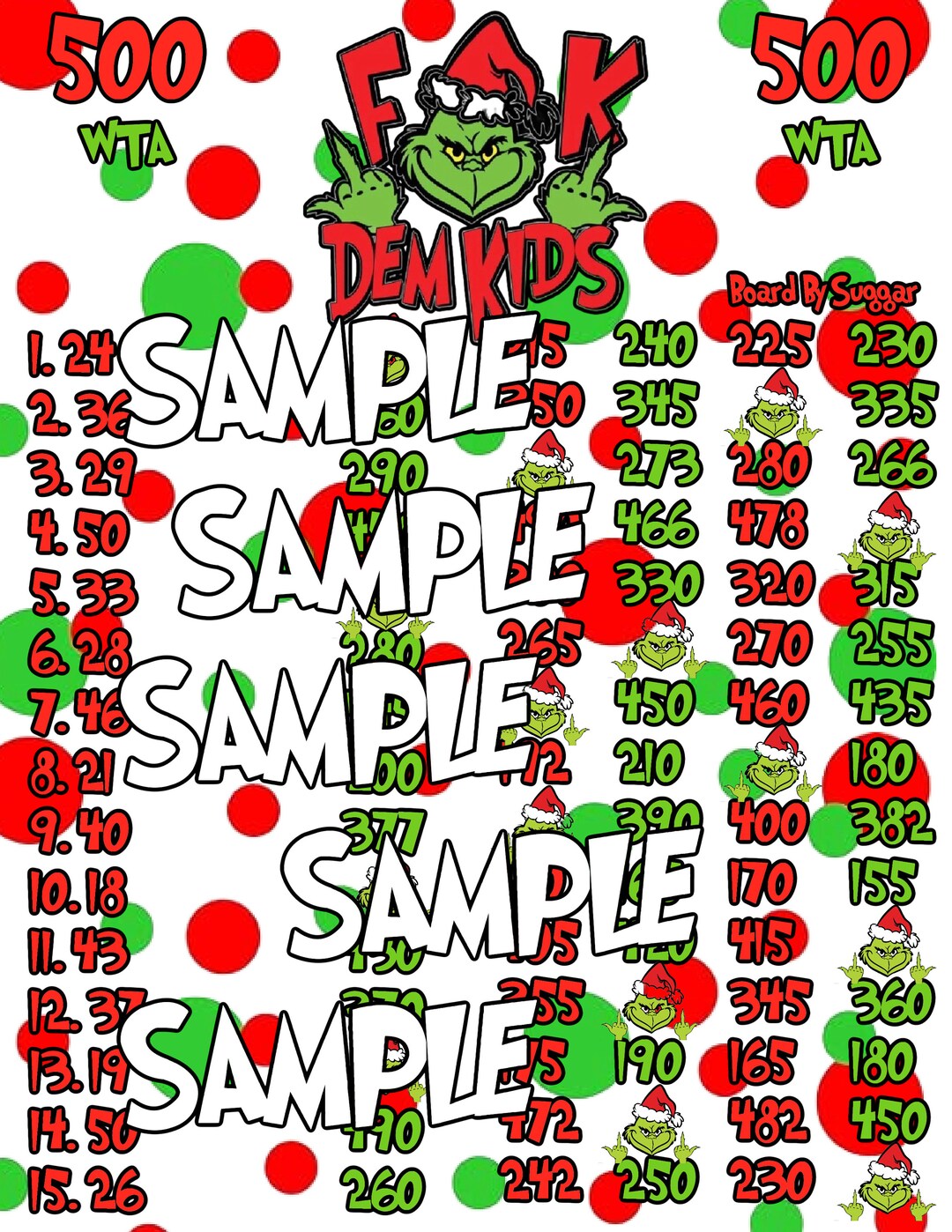 500 WTA Grinch Eff Dem Kids Bingo Board - Etsy