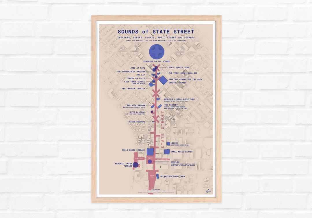 Madison WI / Sounds of State Street / Map Art Print - Etsy