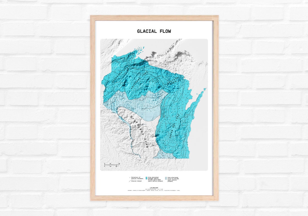 Wisconsin / Glacial Flow / Map Art Print - Etsy