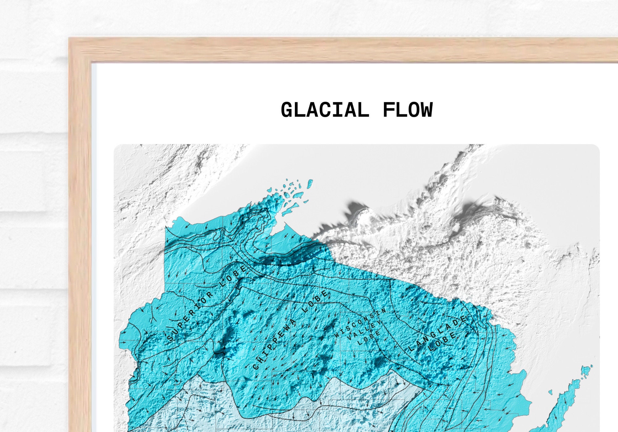 Wisconsin / Glacial Flow / Map Art Print - Etsy