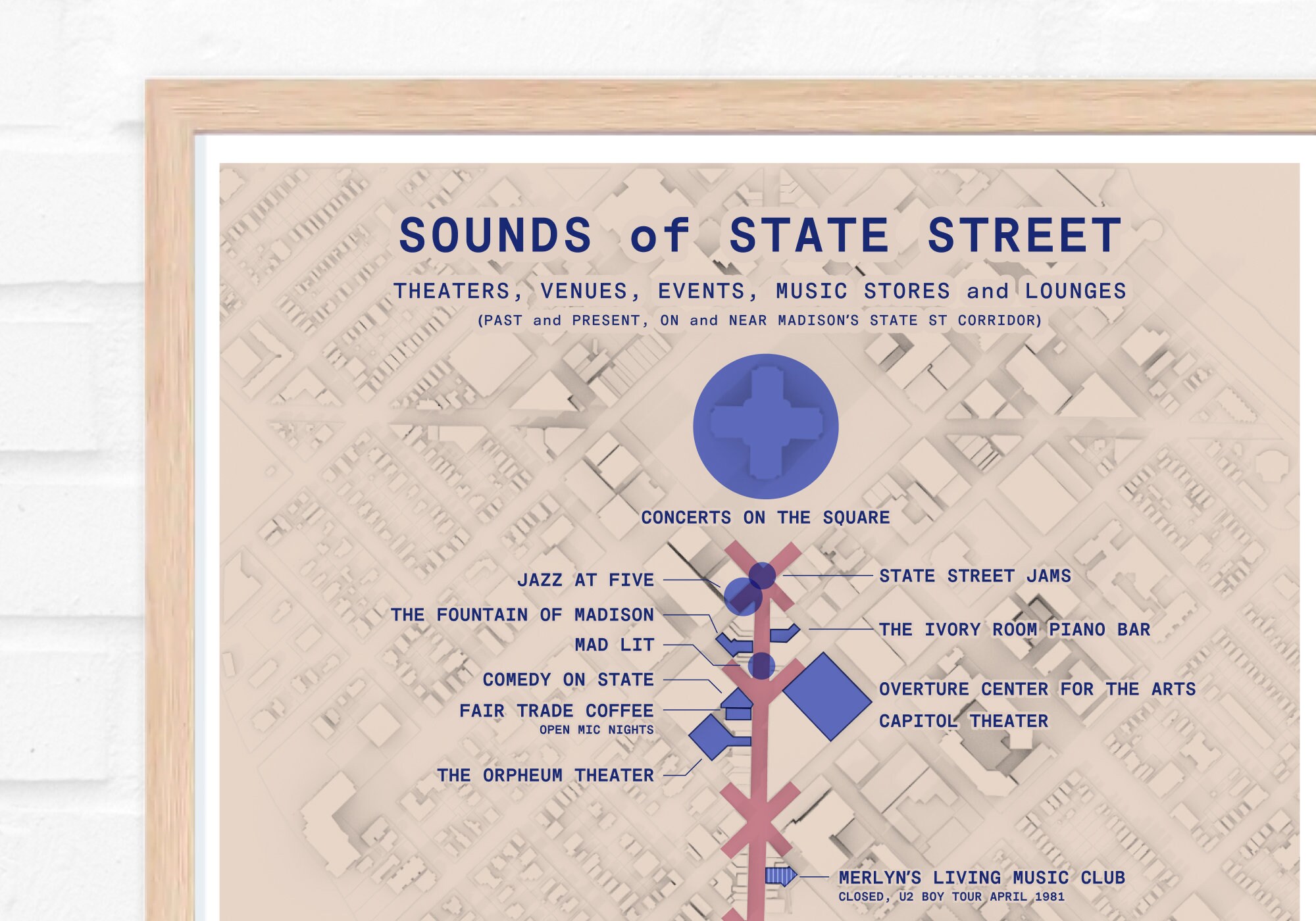 Madison WI / Sounds of State Street / Map Art Print - Etsy