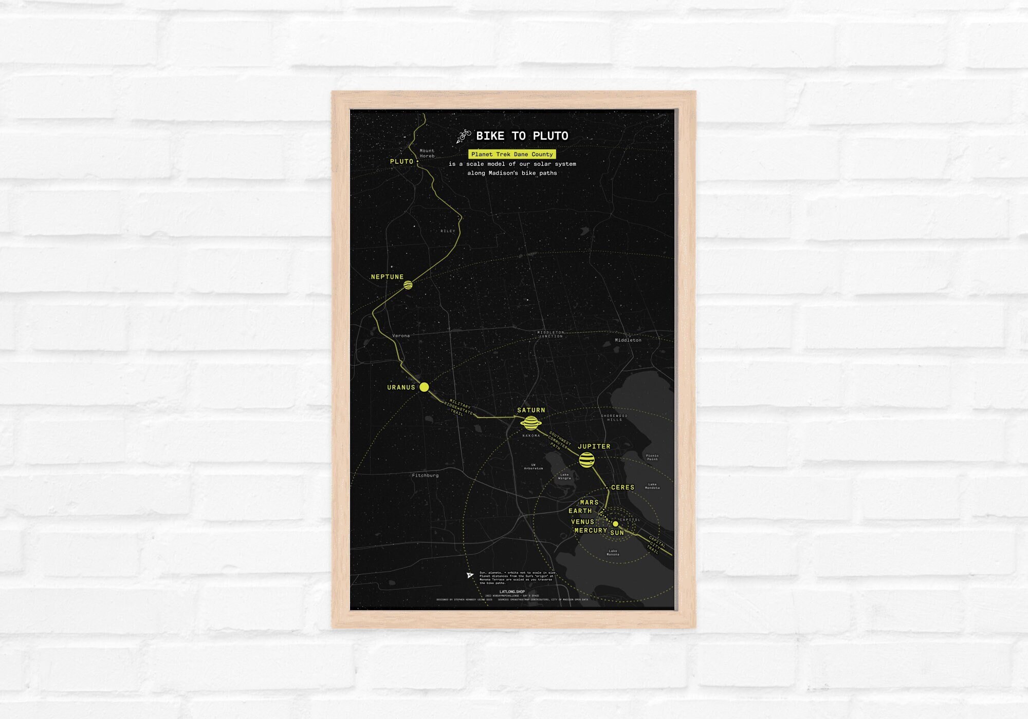 Madison WI / Bike to Pluto / Map Art Print - Etsy