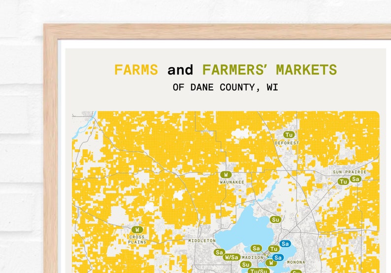 Madison WI / Farms and Farmers' Markets / Map Art Print - Etsy