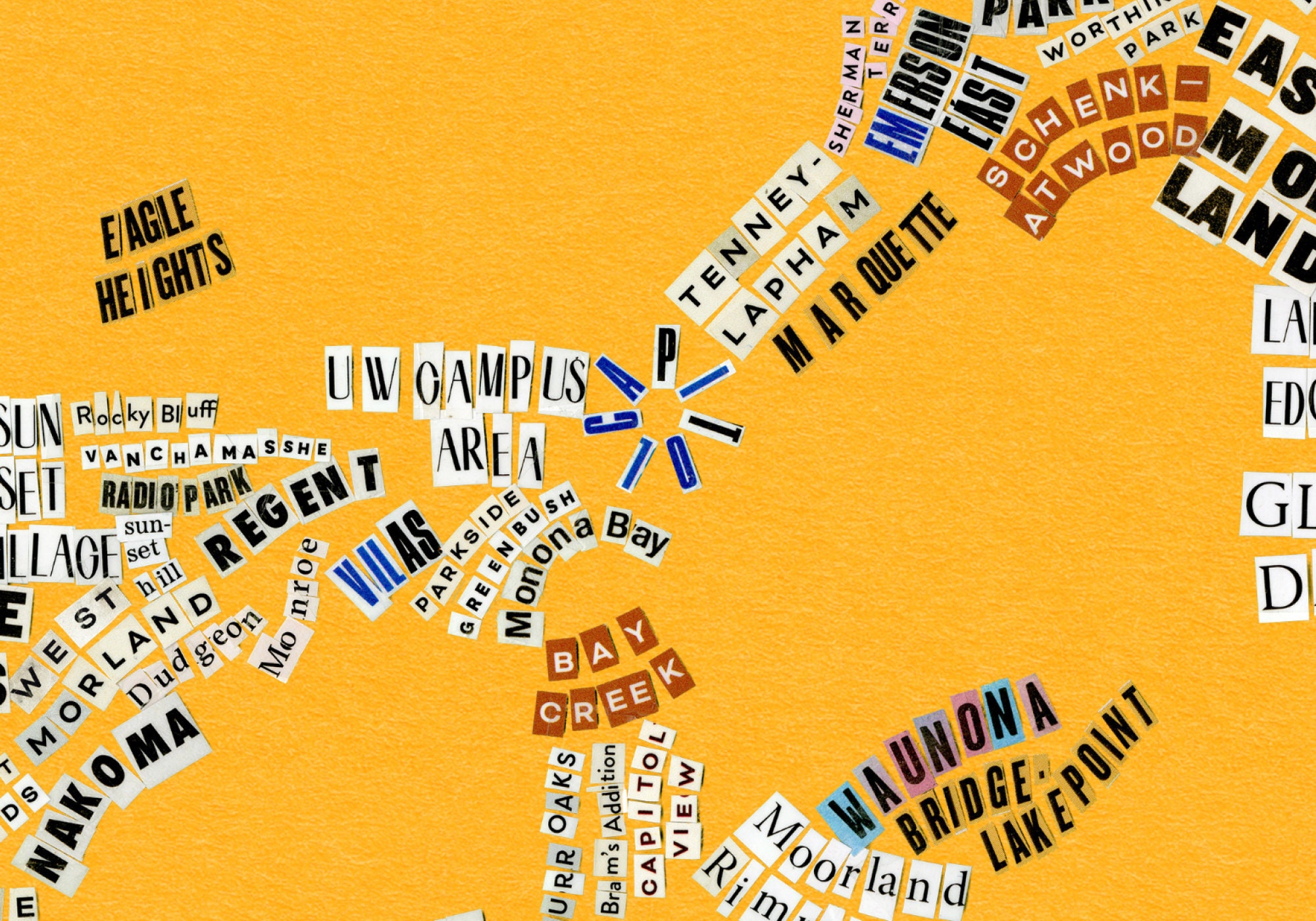 Madison WI / Neighborhoods of Madison / Map Art Print - Etsy