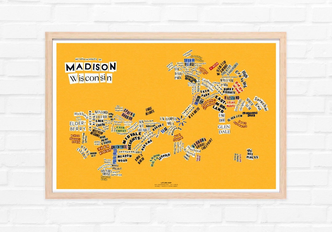 Madison WI / Neighborhoods of Madison / Map Art Print - Etsy