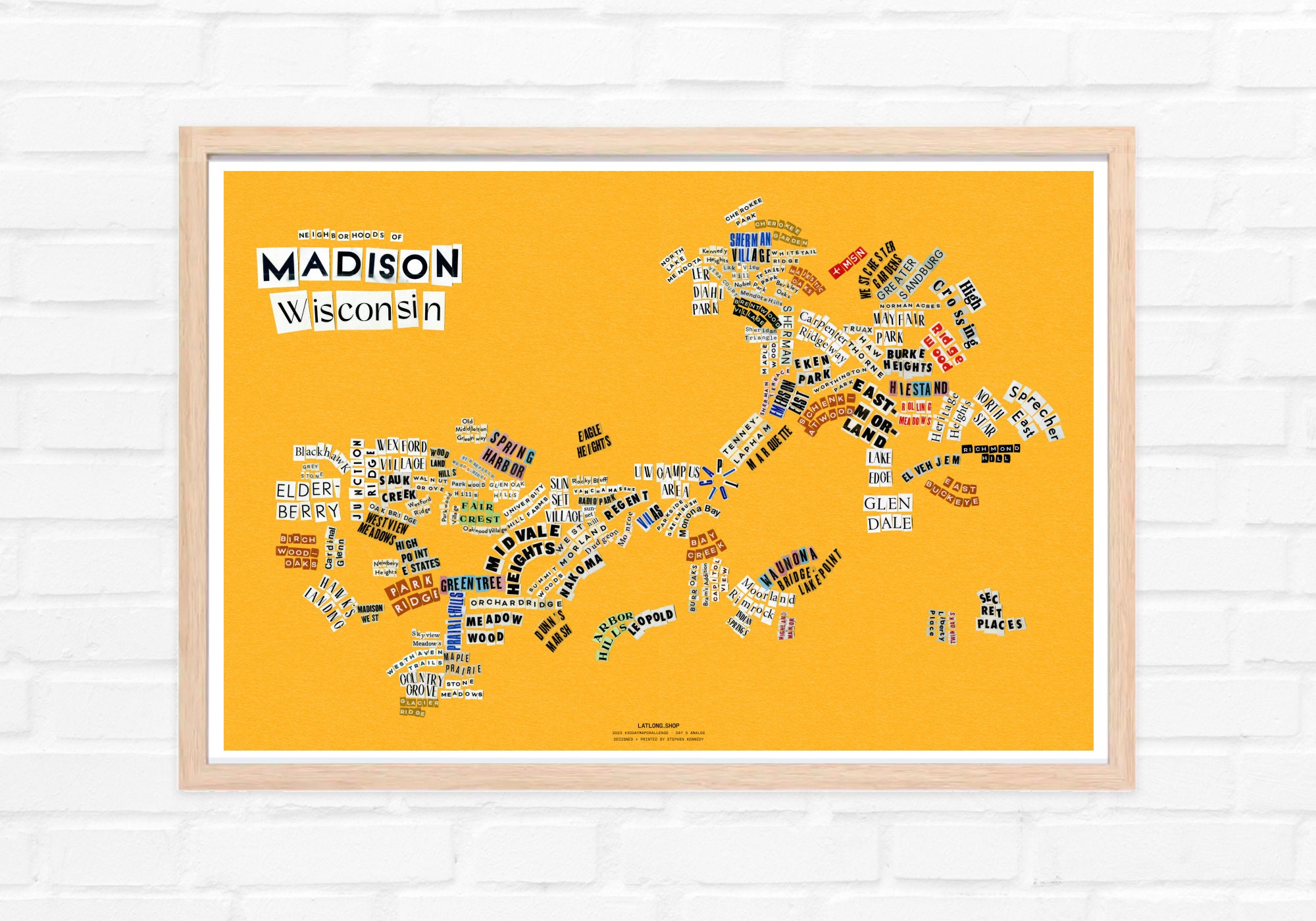 Madison WI / Neighborhoods of Madison / Map Art Print - Etsy