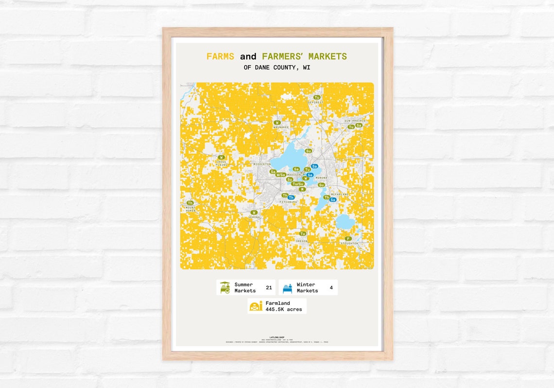 Madison WI / Farms and Farmers' Markets / Map Art Print - Etsy