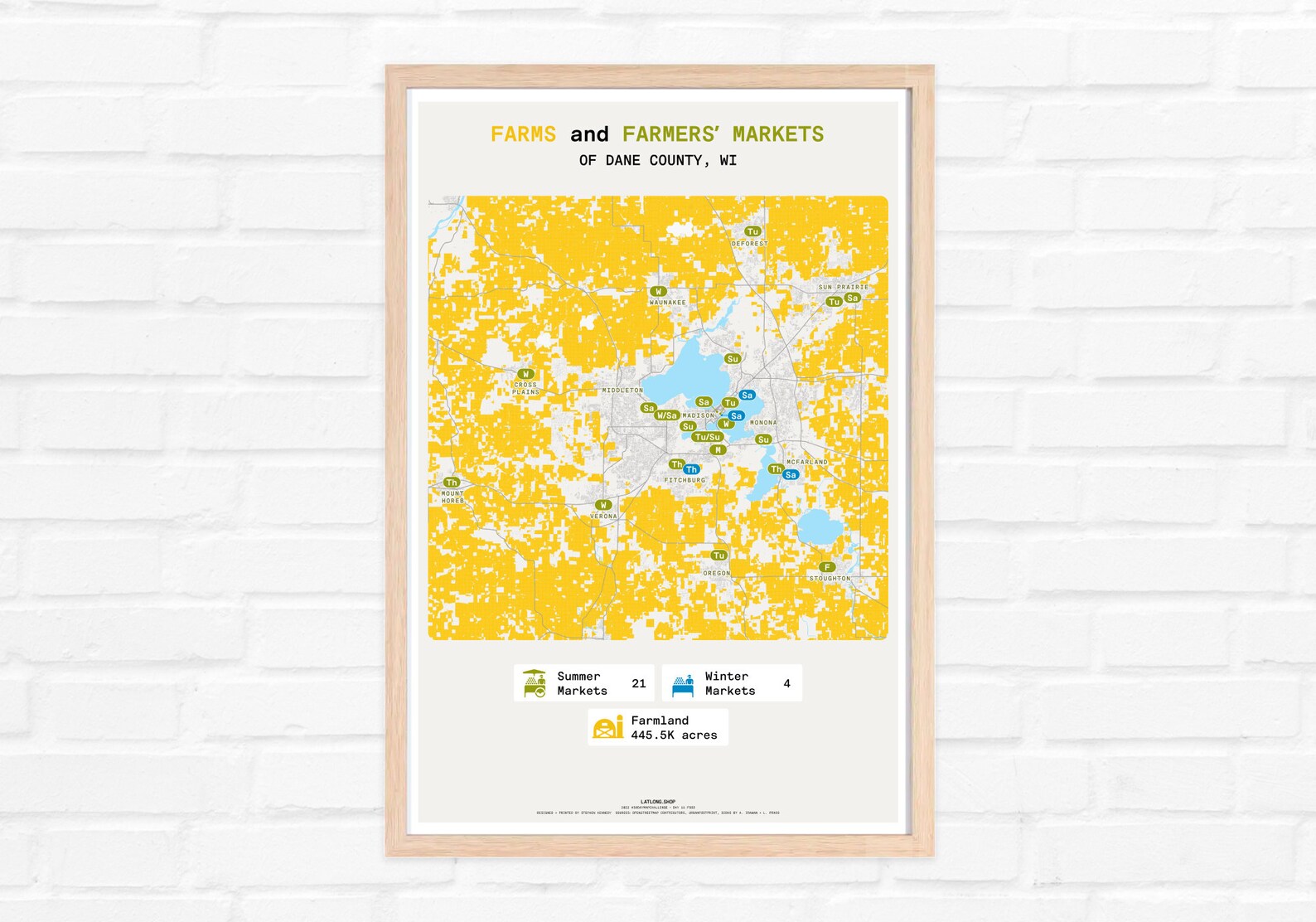 Madison WI / Farms and Farmers' Markets / Map Art Print - Etsy