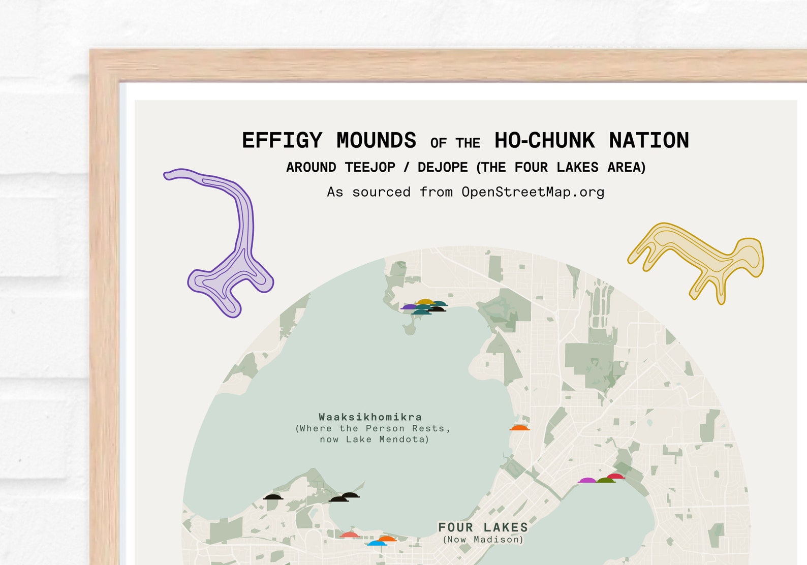Madison WI / Effigy Mounds of the Ho-chunk Nation / Map Art Print - Etsy