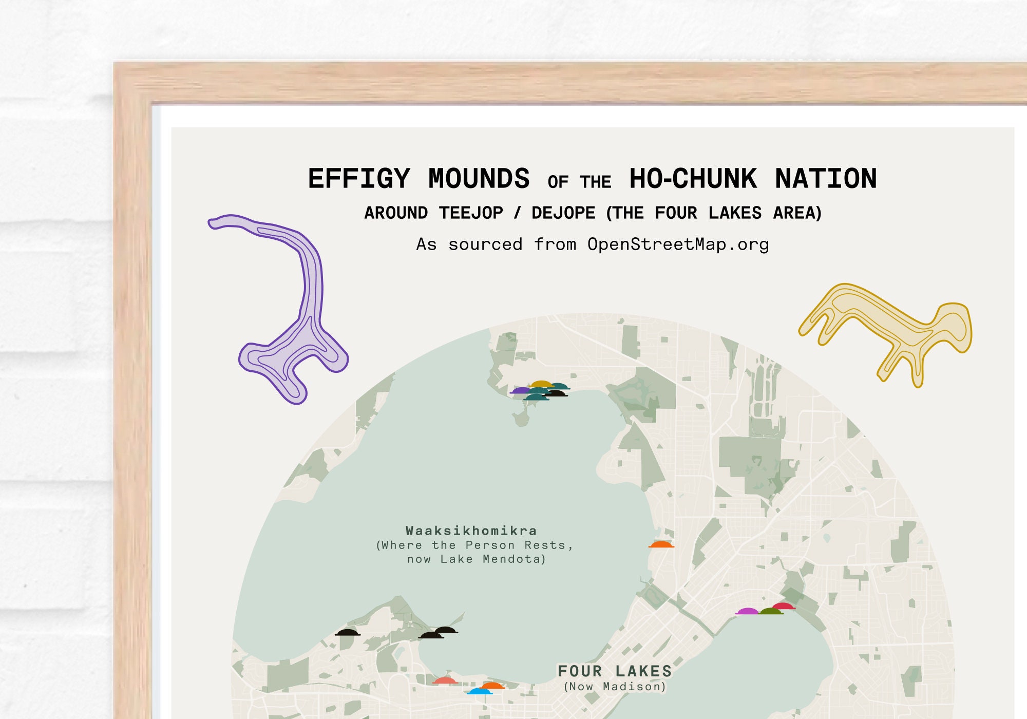 Madison WI / Effigy Mounds of the Ho-chunk Nation / Map Art Print - Etsy