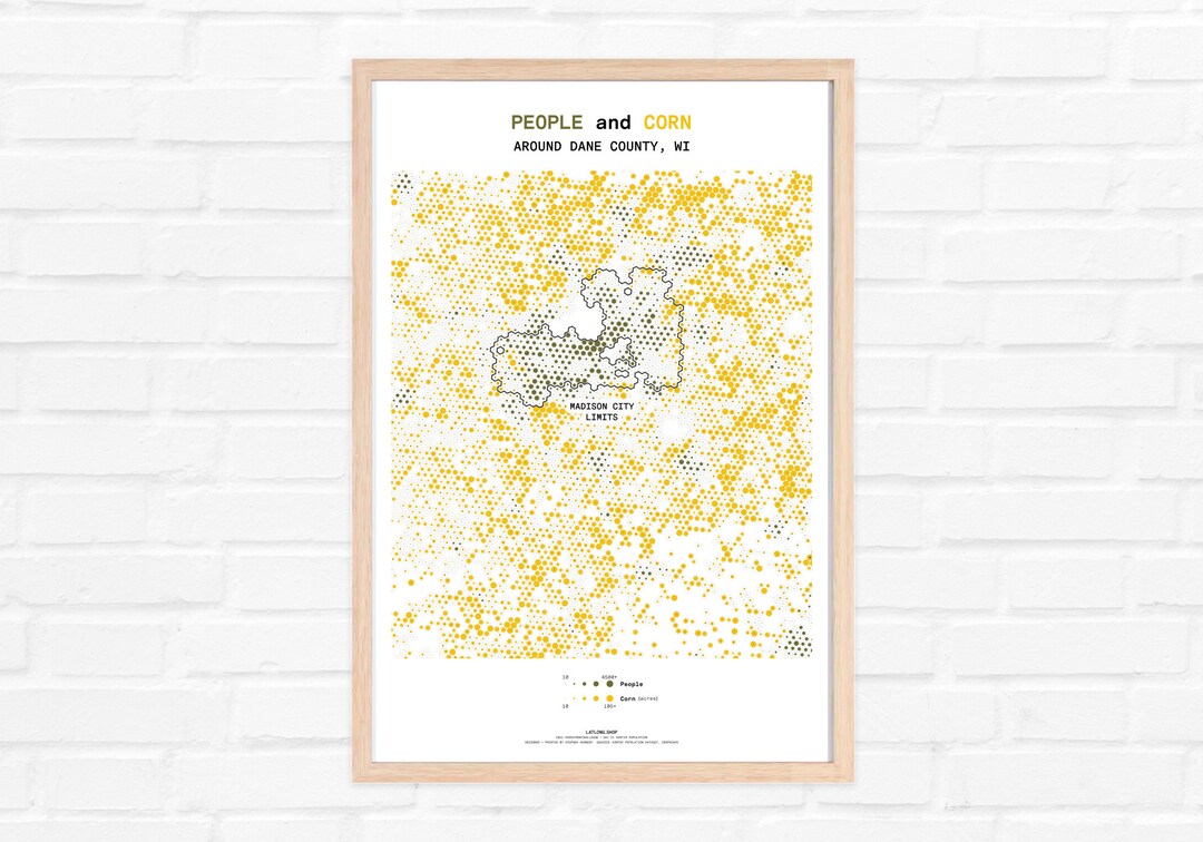 Madison WI / People and Corn / Map Art Print - Etsy