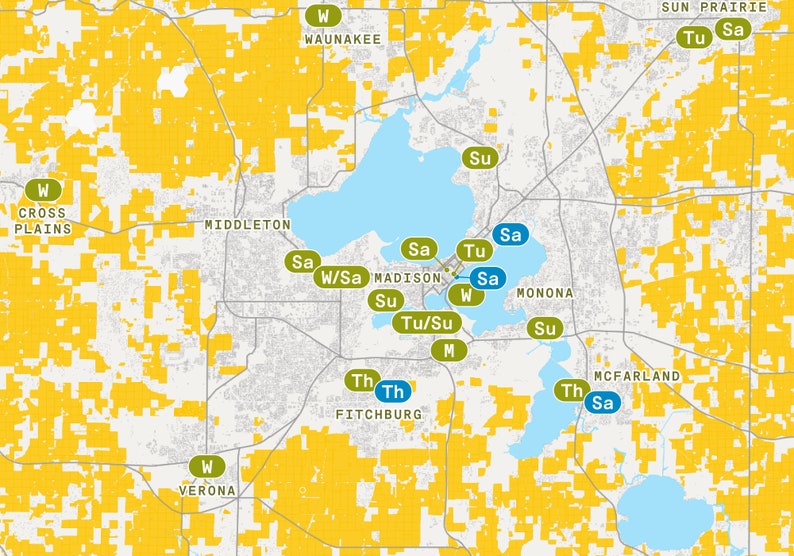 Madison WI / Farms and Farmers' Markets / Map Art Print - Etsy