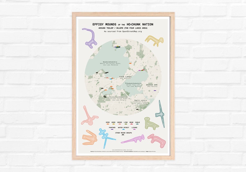 Madison WI / Effigy Mounds of the Ho-chunk Nation / Map Art Print - Etsy