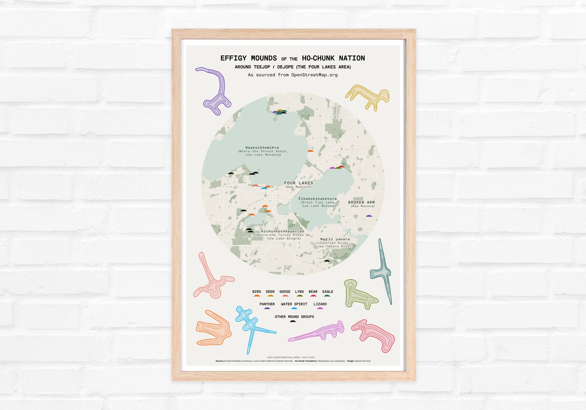 Madison WI / Effigy Mounds of the Ho-chunk Nation / Map Art Print - Etsy
