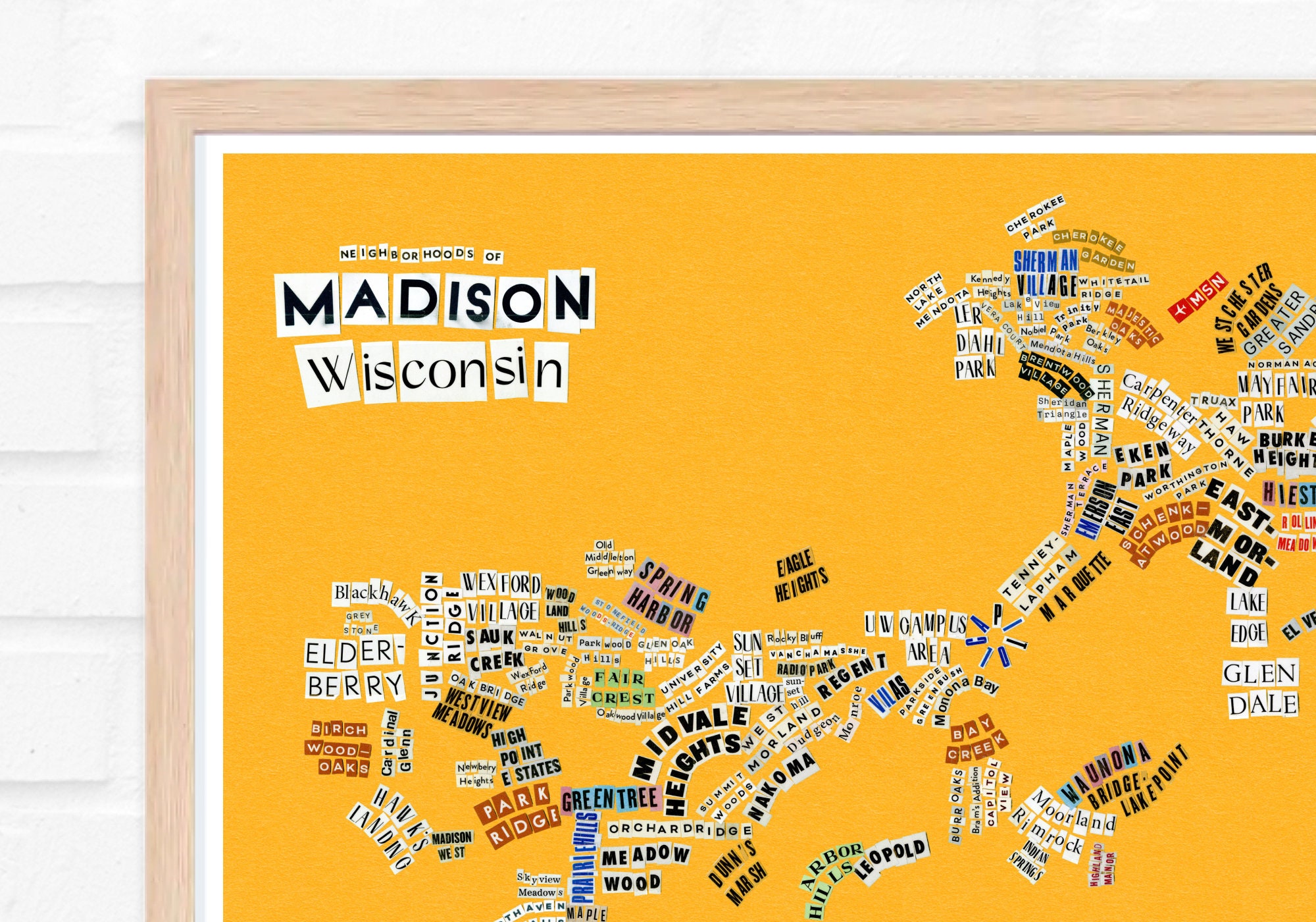 Madison WI / Neighborhoods of Madison / Map Art Print - Etsy