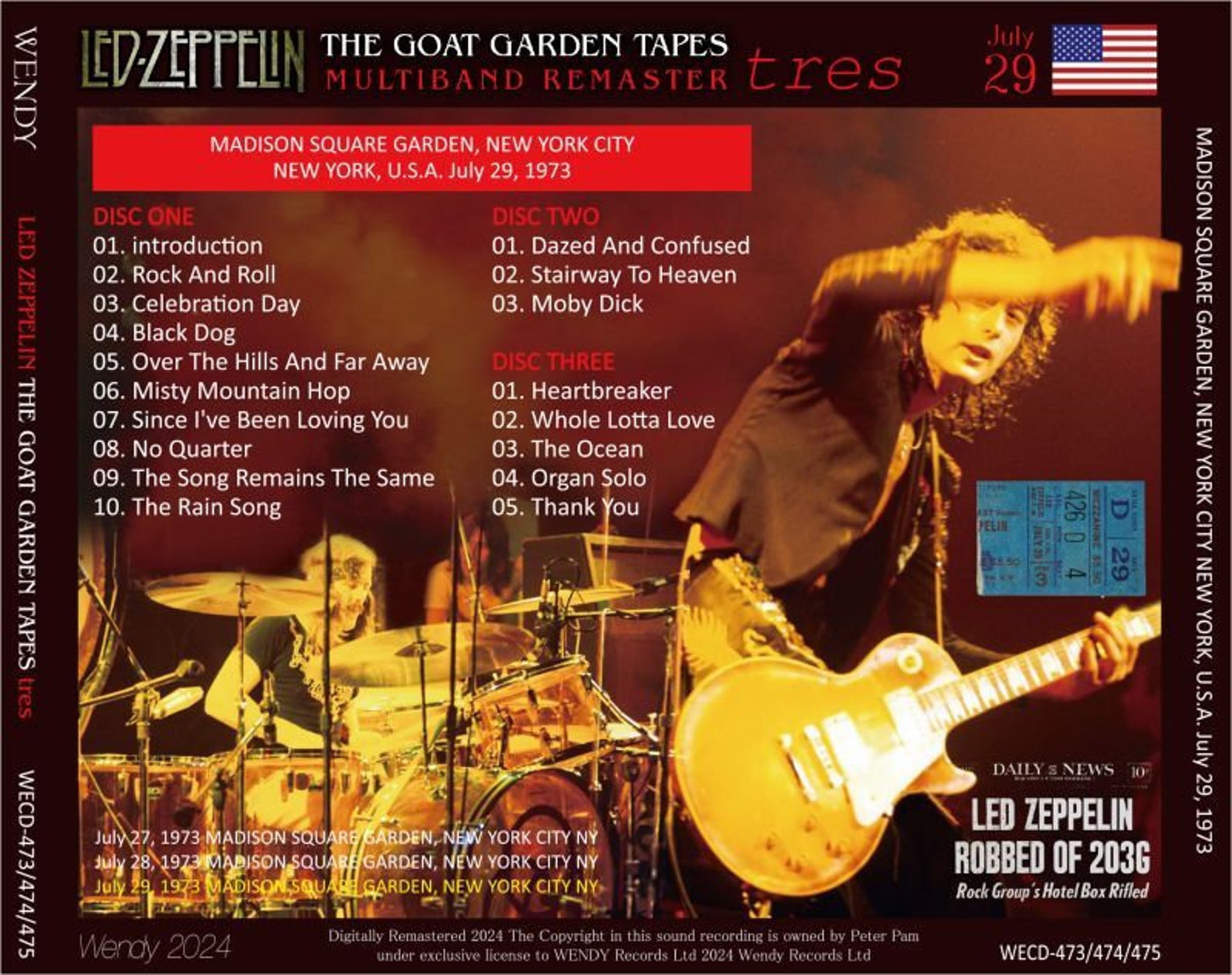 Led Zeppelin - Live 1973 Madison Square Garden, New York, 3rd Night 3CD ...