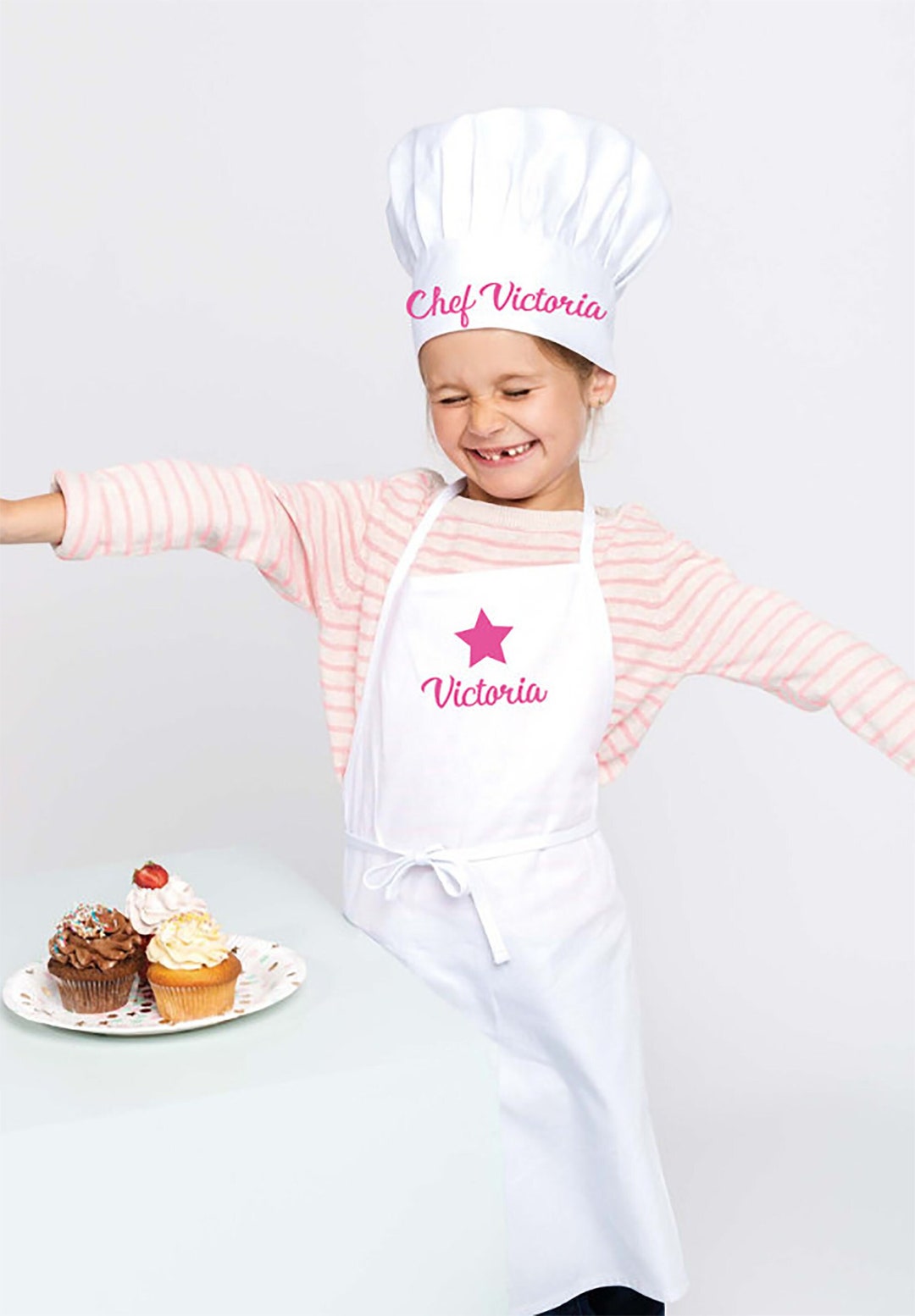 Tablier et toque de cuisine enfant personnalisé au prénom - Etsy France