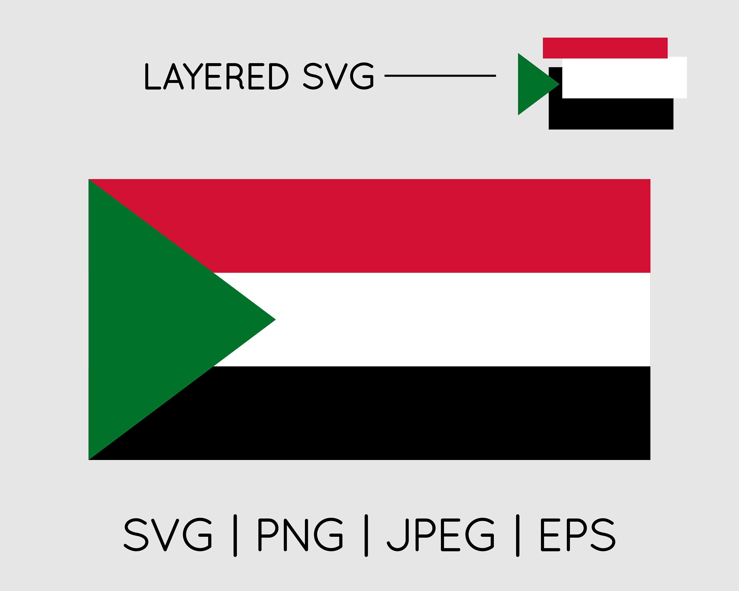 Sudan Flag SVG EPS PNG Instant Digital Download Clipart Vector Outline ...