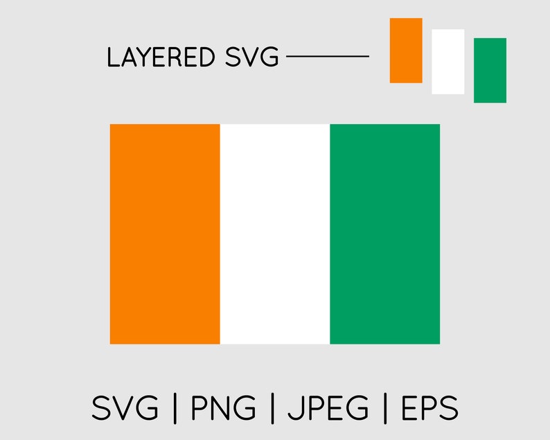 Ivory Coast Flag SVG EPS PNG Instant Digital Download Clipart Vector ...