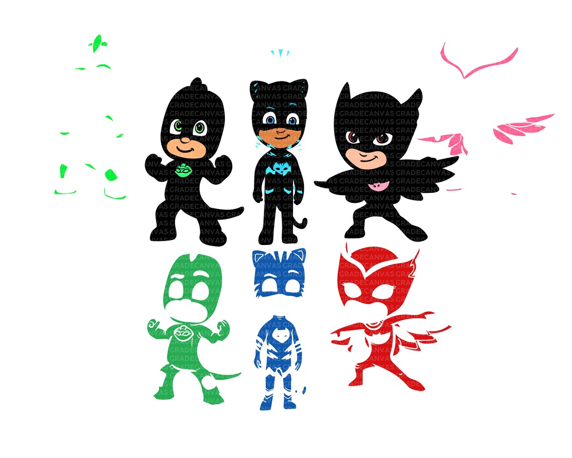 PJ Mask Designs | Layered SVG & PNG Instant Digital Download Clipart ...