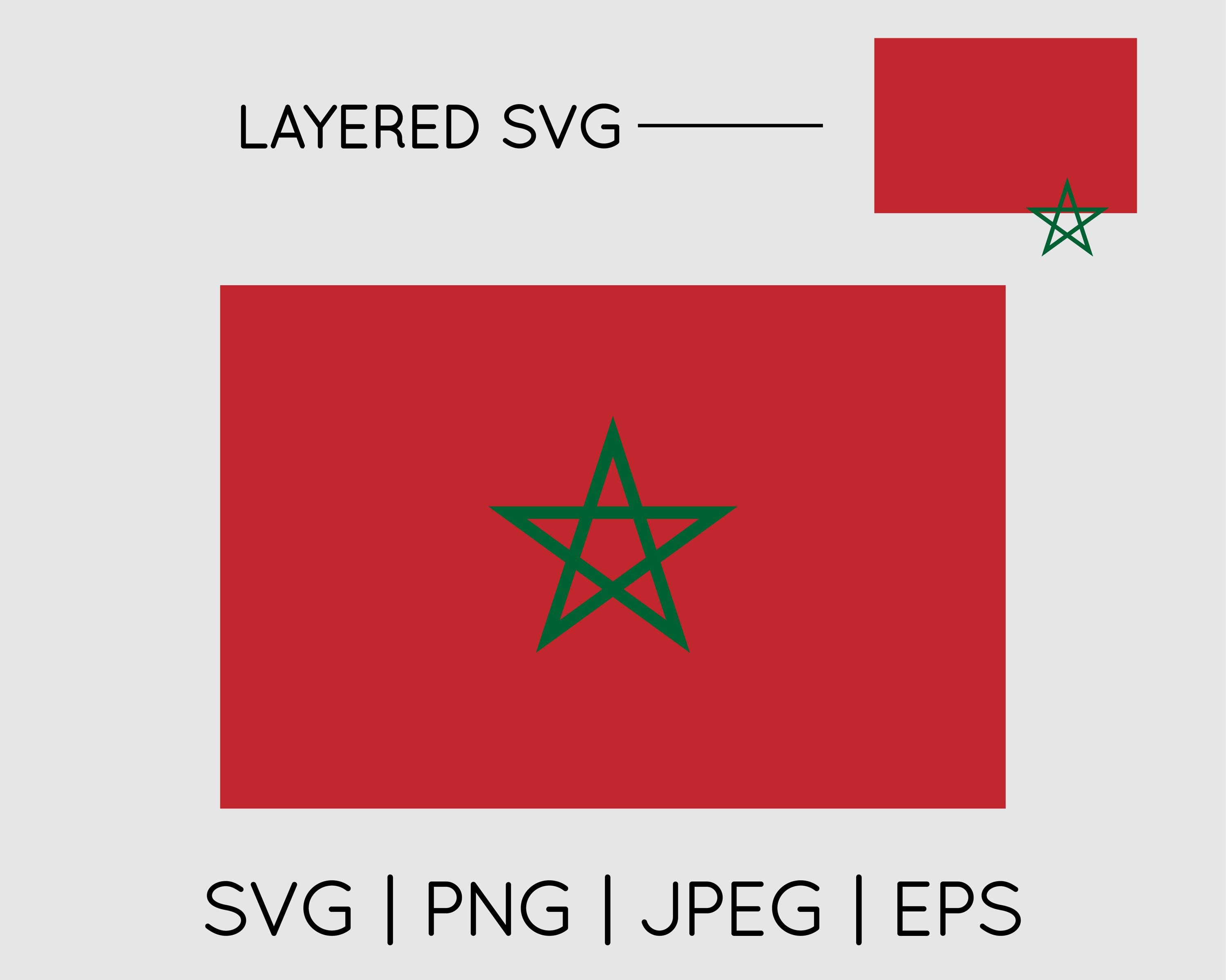 Morocco Flag | SVG EPS PNG Jpeg Instant Digital Download Clipart Vector ...