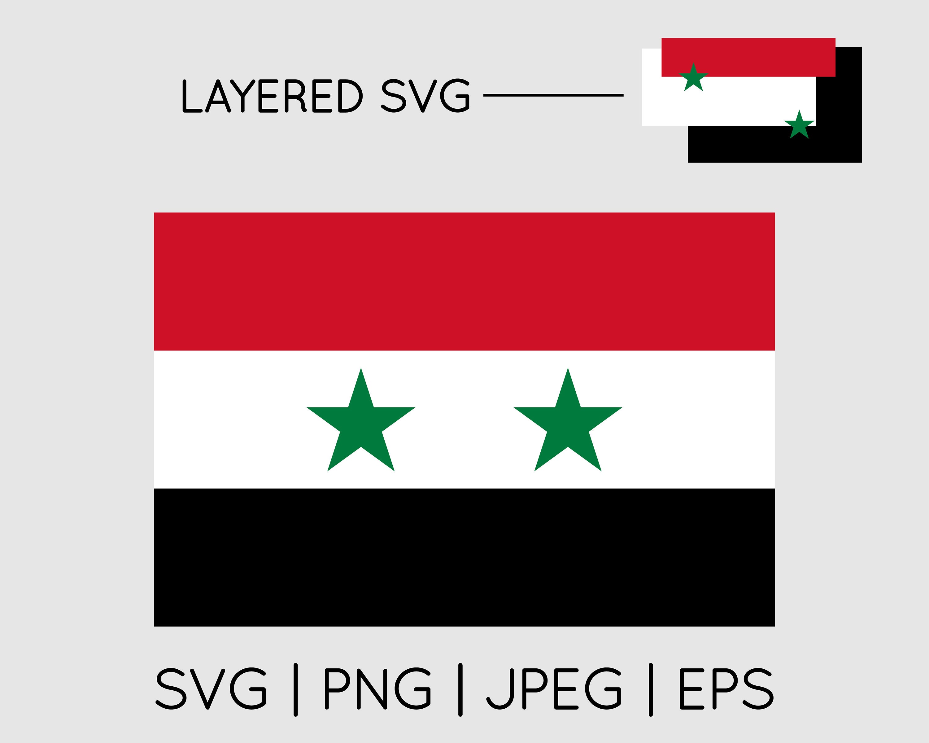 Syria Flag SVG EPS PNG Instant Digital Download Clipart Vector Outline ...