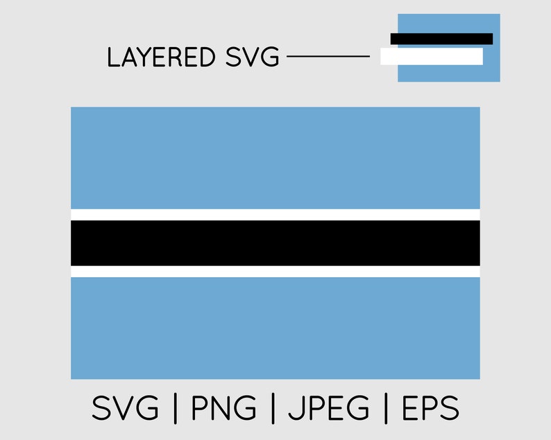 Botswana Flag | SVG EPS PNG Instant Digital Download Clipart Vector Outline Stencil Layered ...