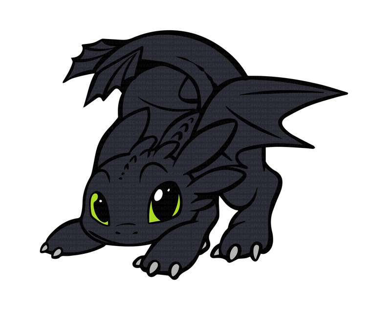 Dragon, Toothless | Layered SVG & PNG Instant Digital Download Clipart ...